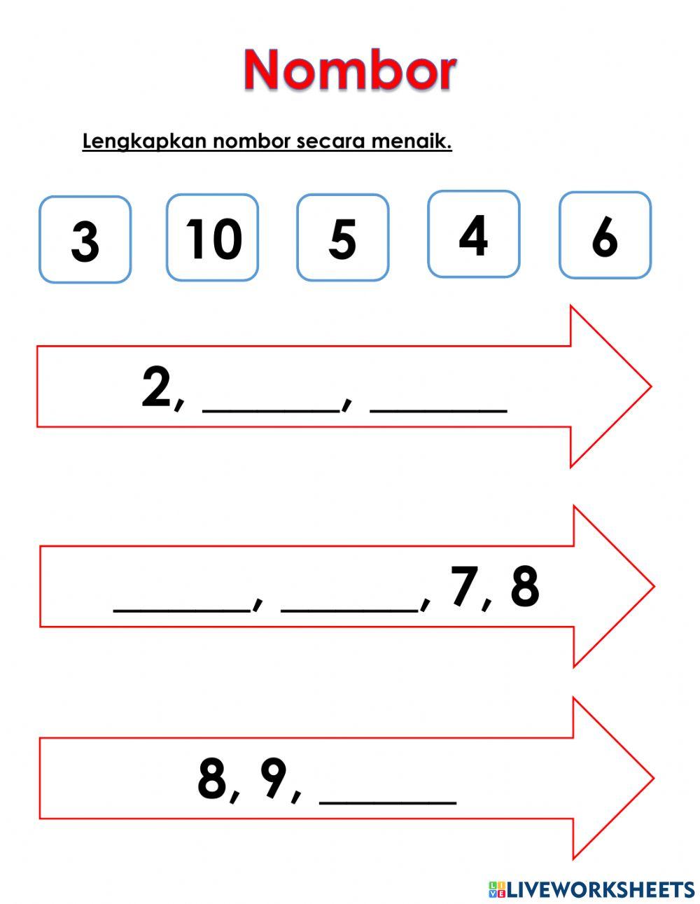 Nombor (7) 1411374 | ieqabob | Live Worksheets