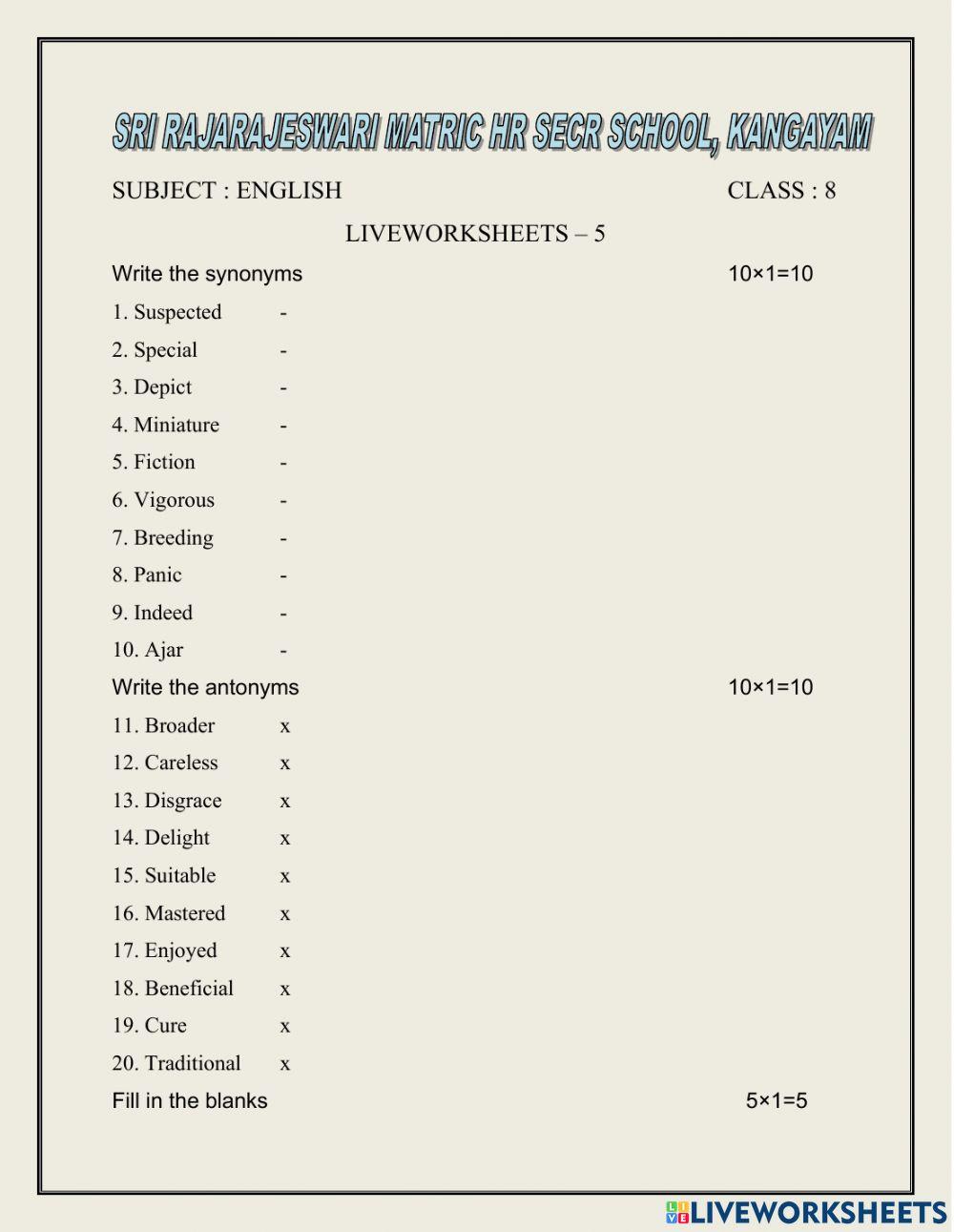 Formative assessment online activity | Live Worksheets