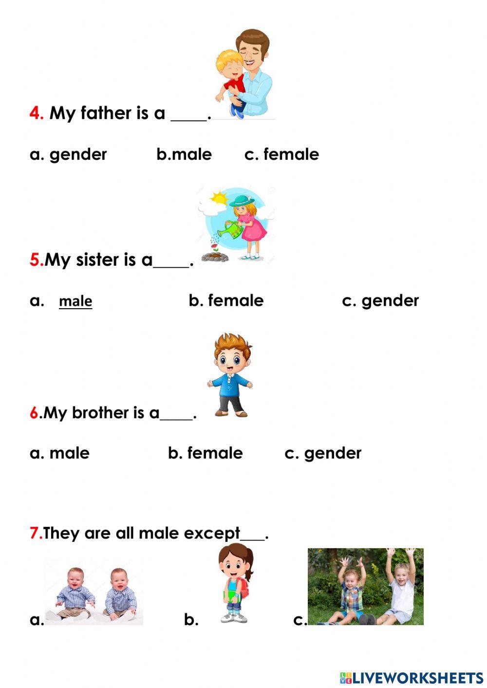 p.a test3 health gender online exercise for | Live Worksheets