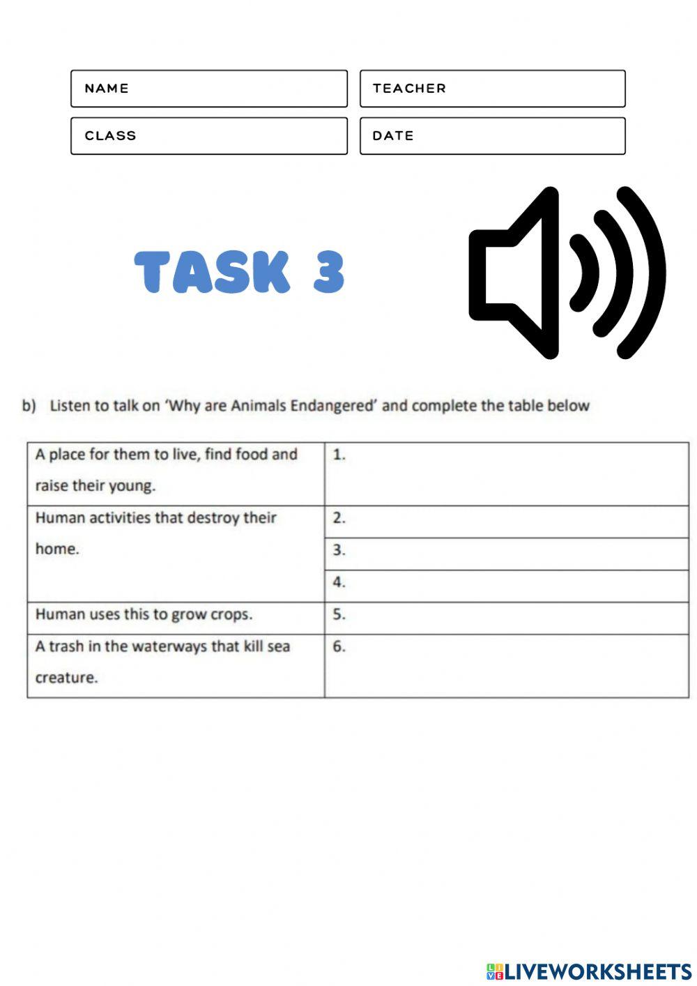 Endangered Animals interactive worksheet for Pre-intermediate | Live ...