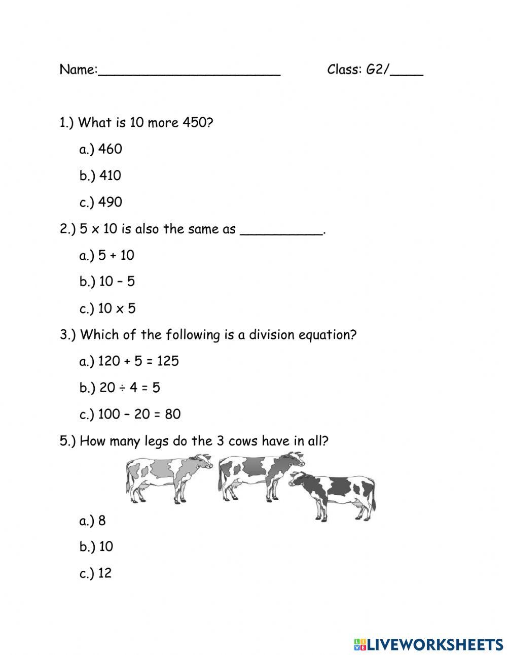 Grade 2 Finals Paper 1 worksheet | Live Worksheets