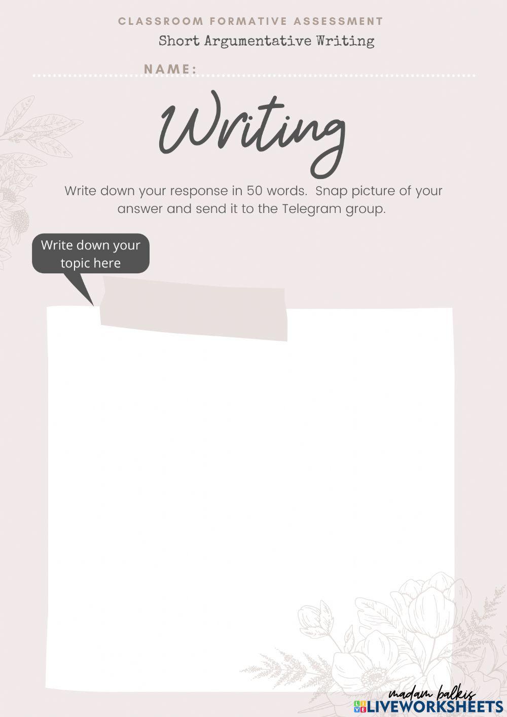 Writing online exercise for 1 | Live Worksheets