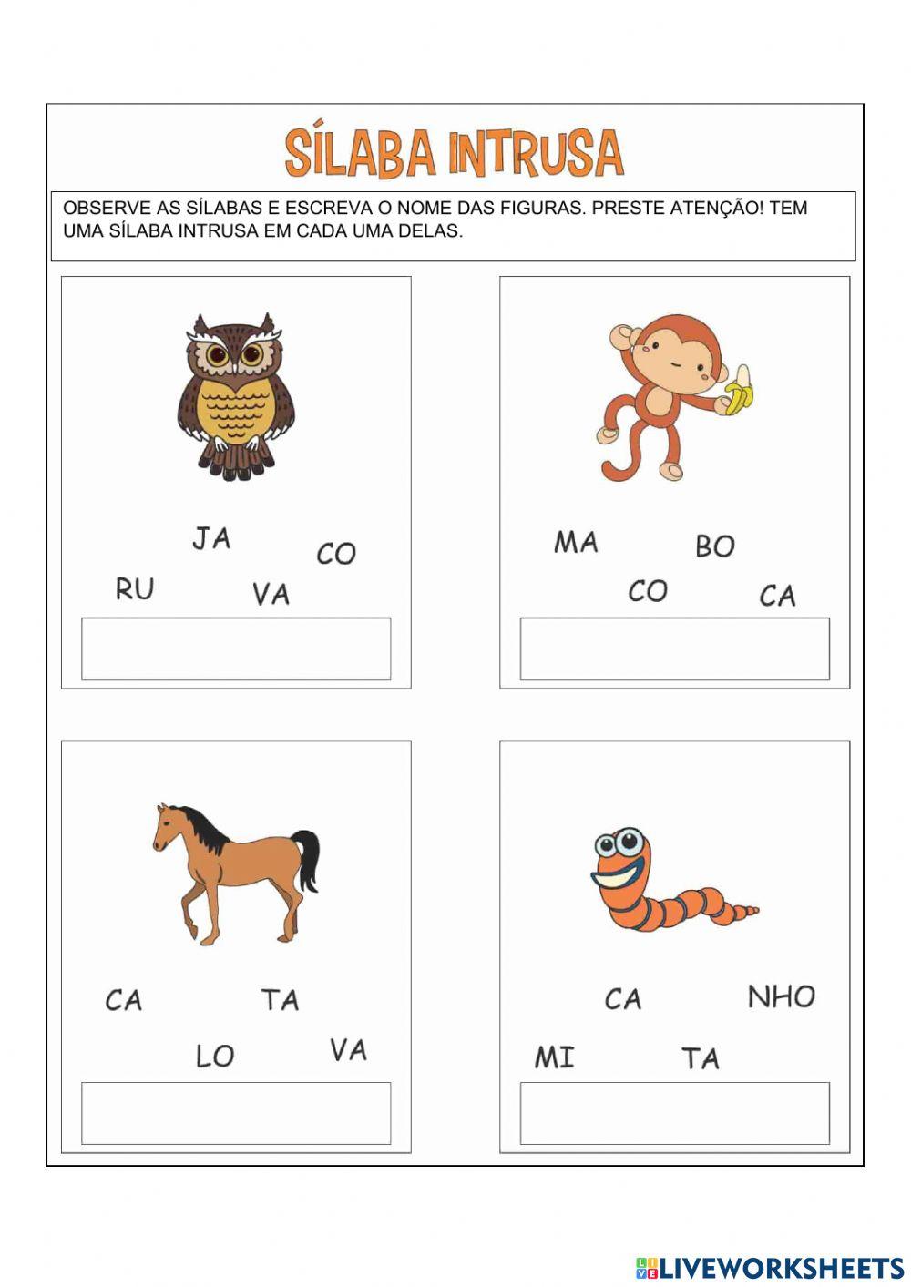 Sílaba intrusa activity | Live Worksheets