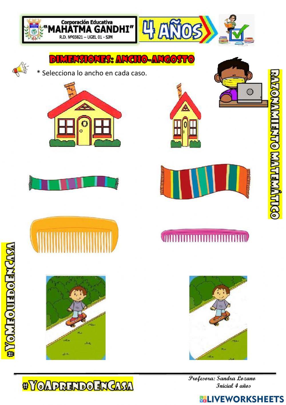 Dimensiones:ancho-angosto online exercise for | Live Worksheets