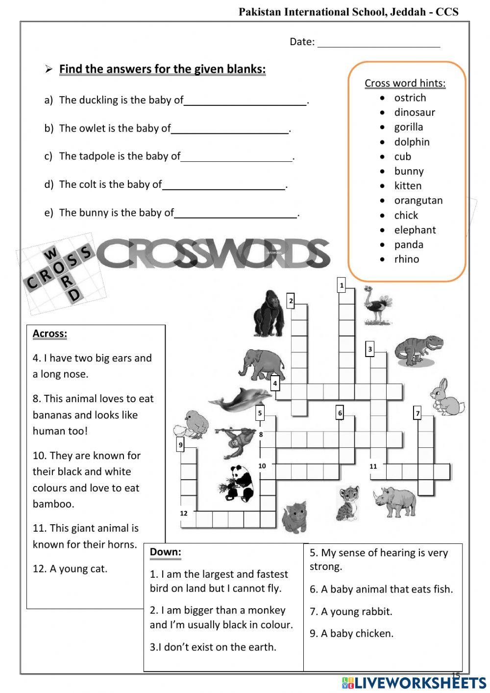 Animal babies | Free Interactive Worksheets | 1413770