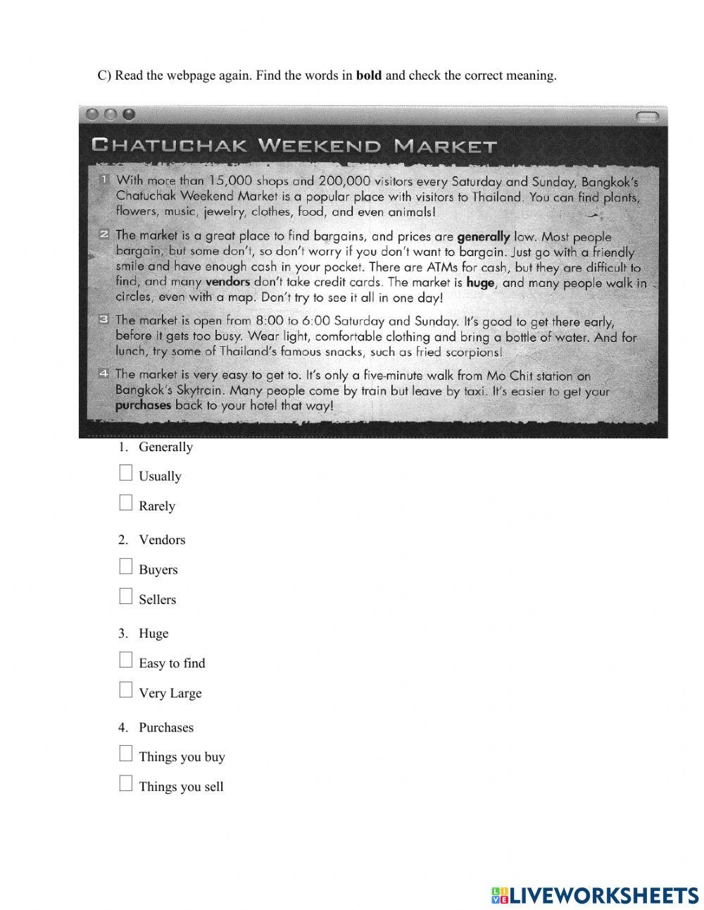 Markets of the world worksheet | Live Worksheets