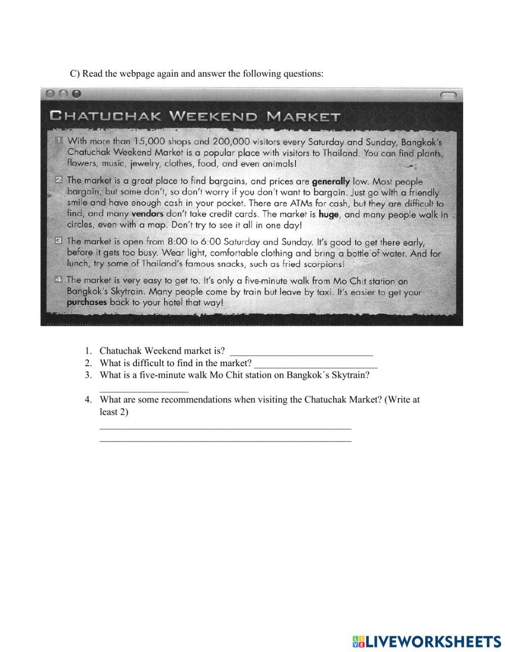 Markets of the world worksheet | Live Worksheets