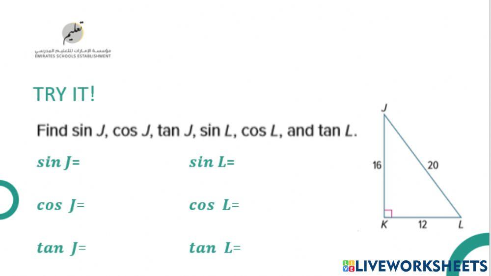 trigonometry online exercise for | Live Worksheets