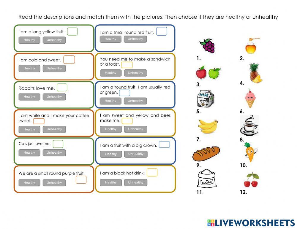 Food online exercise for First grade | Live Worksheets