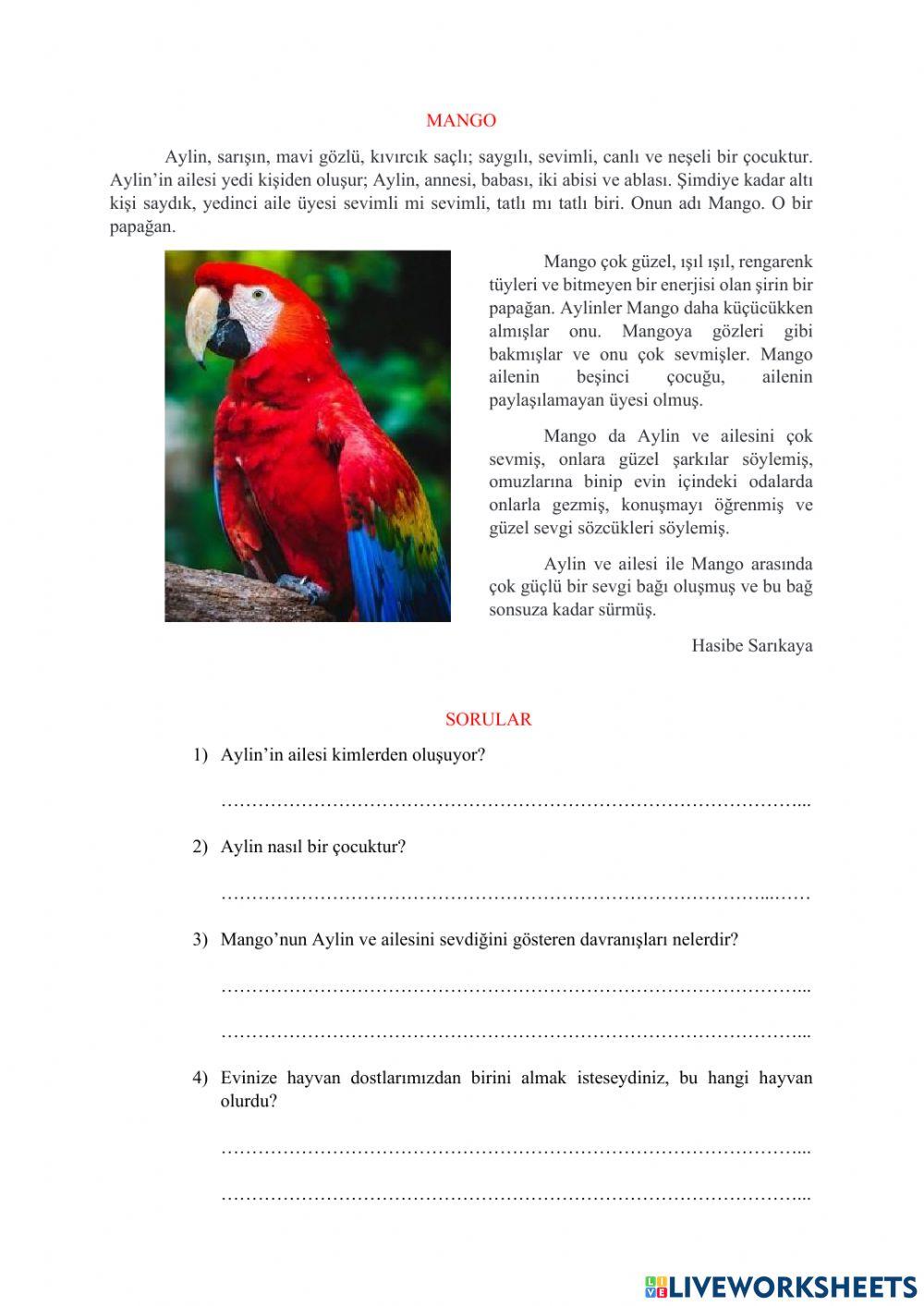 Mango worksheet | Live Worksheets