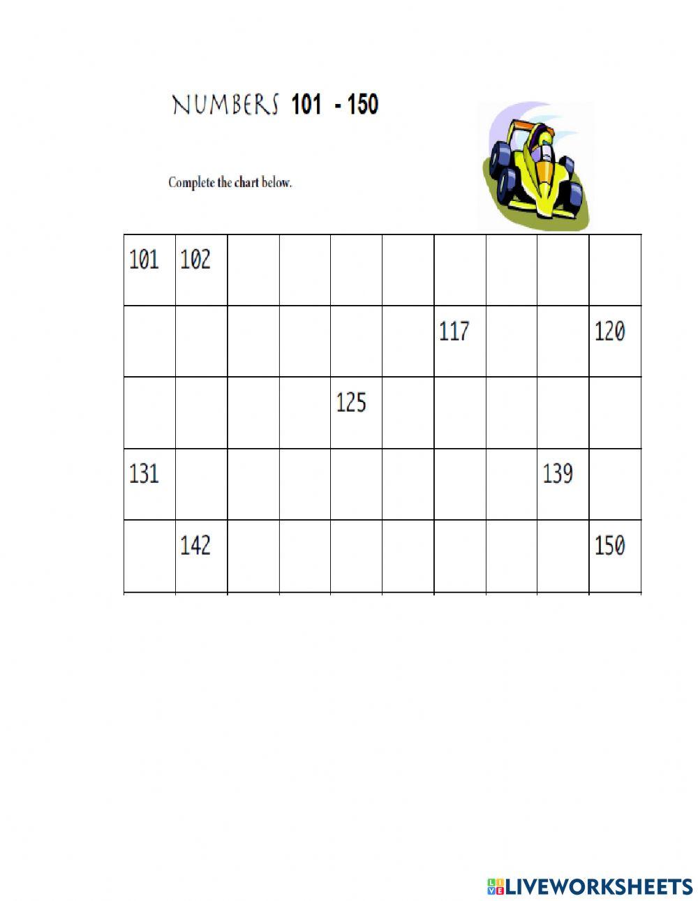 Numbers 101 - 1… | Free Interactive Worksheets | 1414226