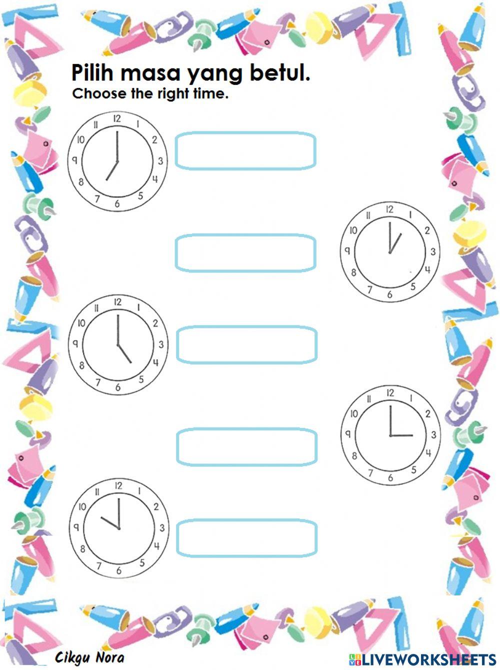 Masa dan Waktu online exercise for Prasekolah | Live Worksheets