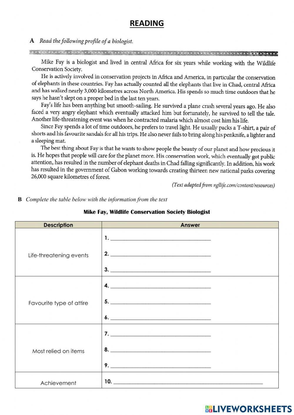 READING 2 SEPT | Free Interactive Worksheets | 5148427