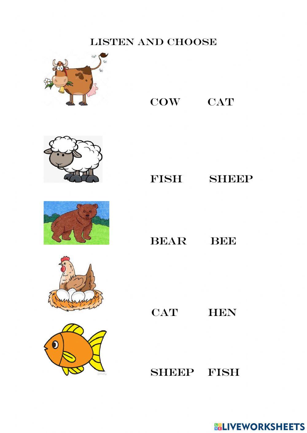 Animals online exercise for Elementary | Live Worksheets