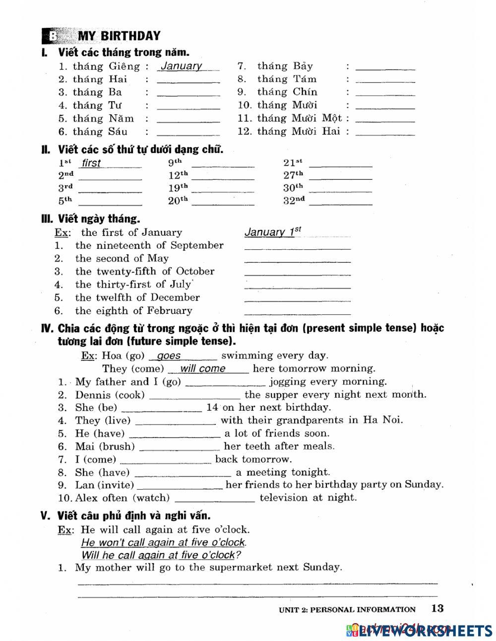 E7 - Unit 2 - Part B worksheet | Live Worksheets