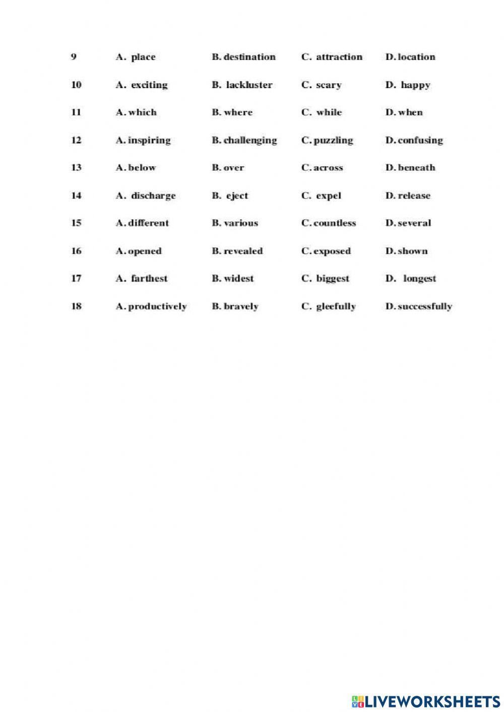 Reading and the Use of English interactive worksheet | Live Worksheets