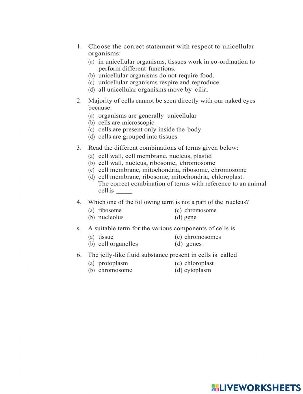 Grade 10 biology 0212 | TeacherJho | Live Worksheets