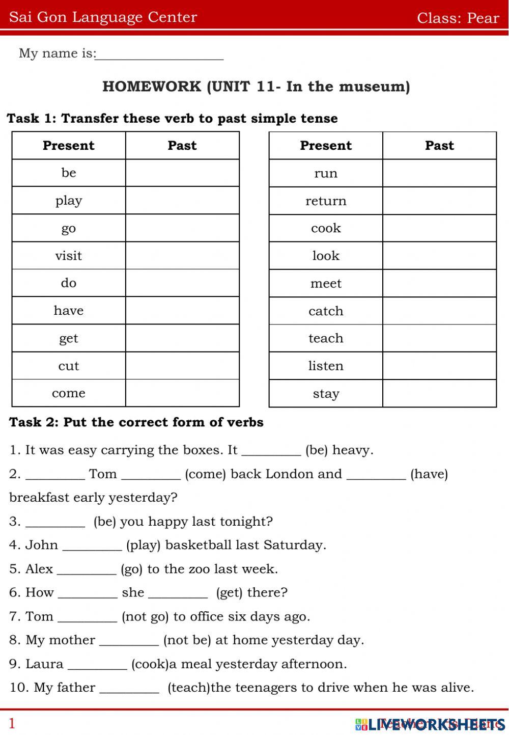 Homework-class Pear (Aug 29th) worksheet | Live Worksheets