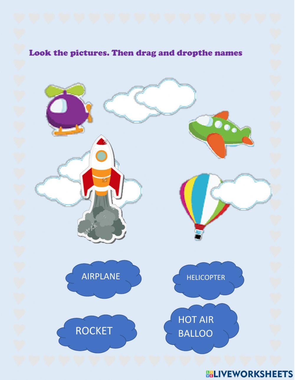 Air transportation online exercise for grade 1 | Live Worksheets