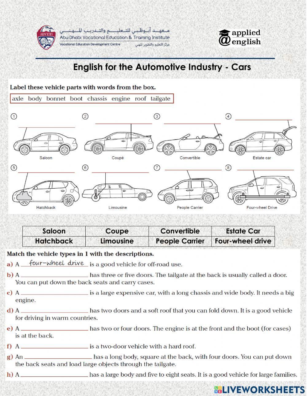English for Aut… | Free Interactive Worksheets | 1342029