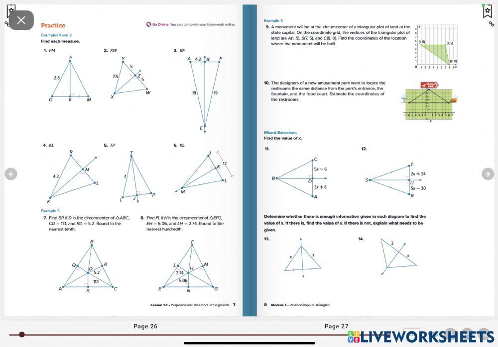 Triangle Perpendicular Bisector Worksheet Printable