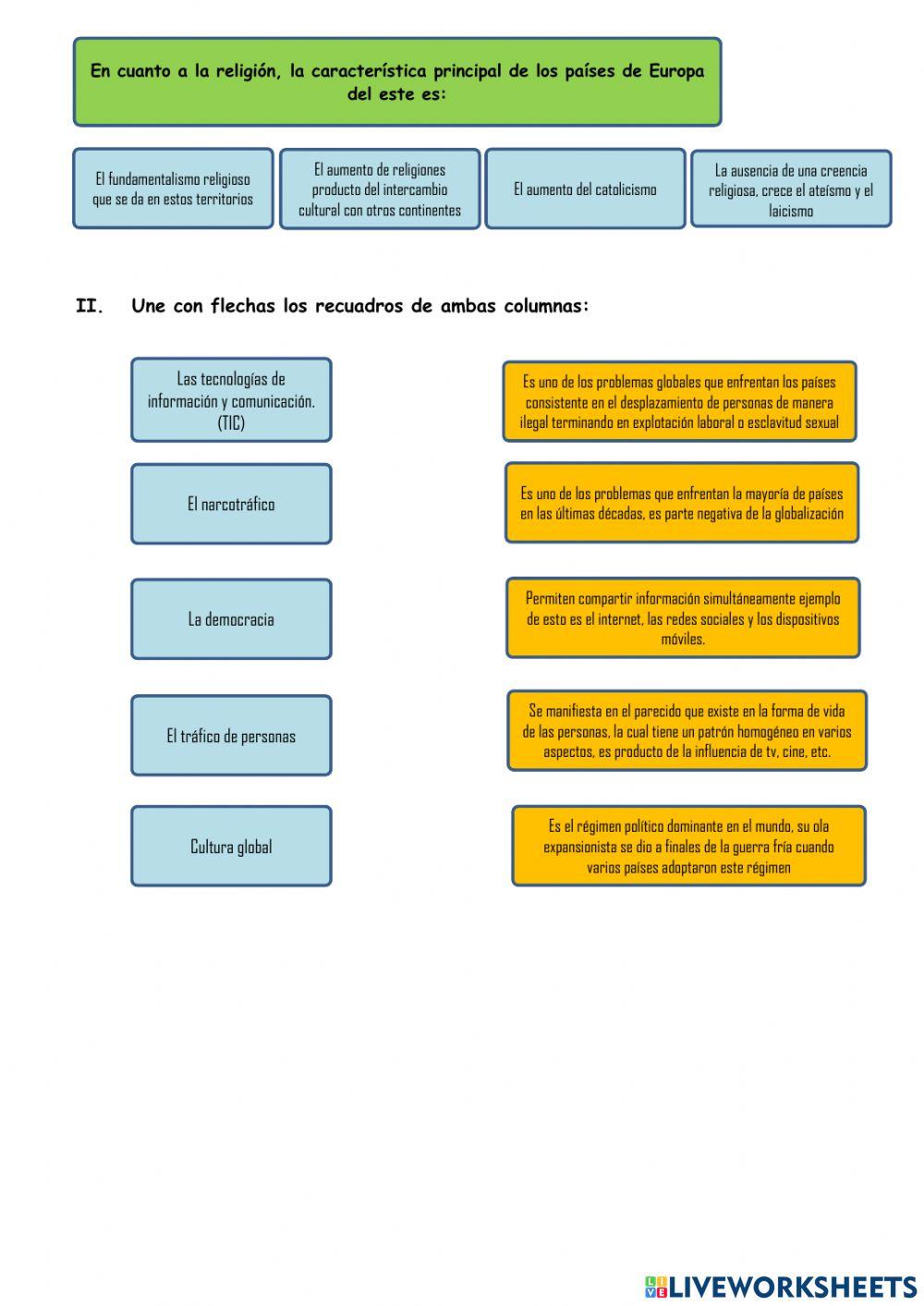 El mundo global worksheet | Live Worksheets