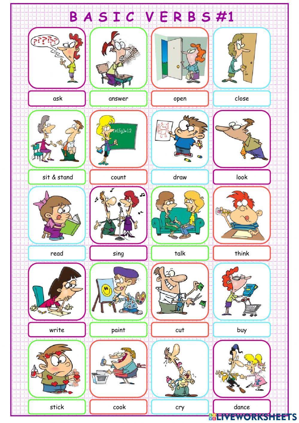 Basic verbs | Free Interactive Worksheets | 1342273