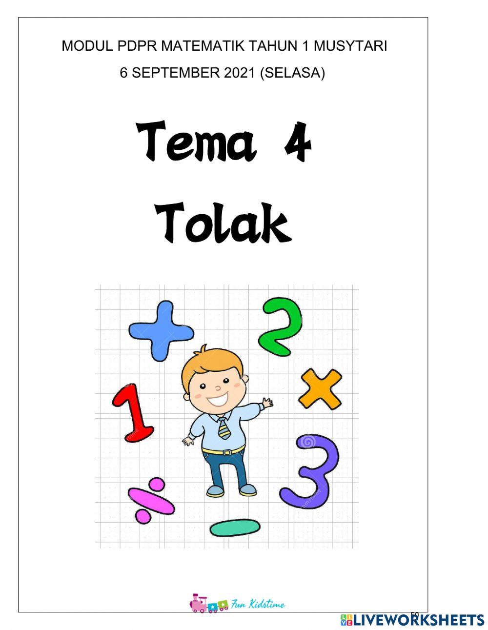 Operasi Tolak online exercise for 7 | Live Worksheets