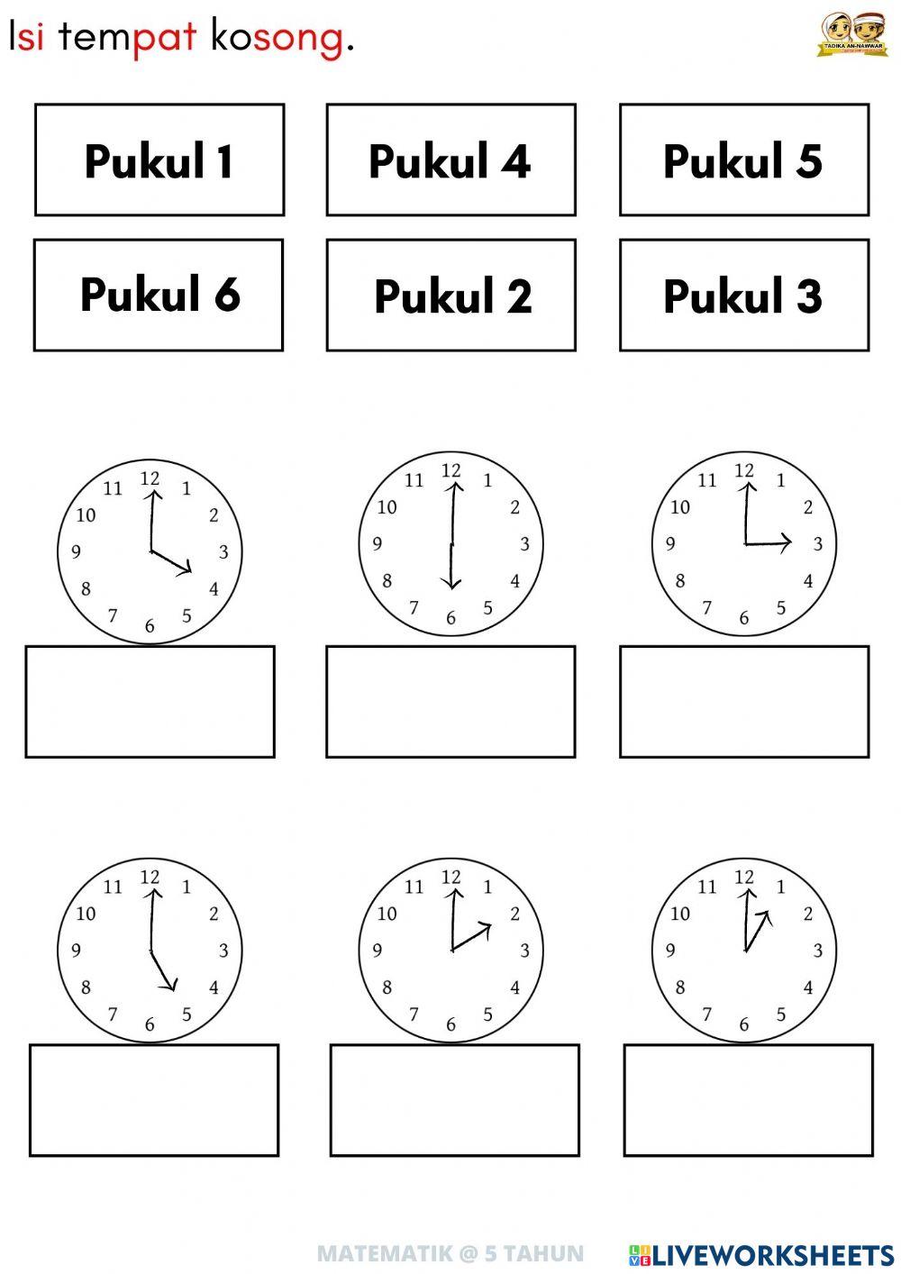 Masa interactive exercise for tadika | Live Worksheets