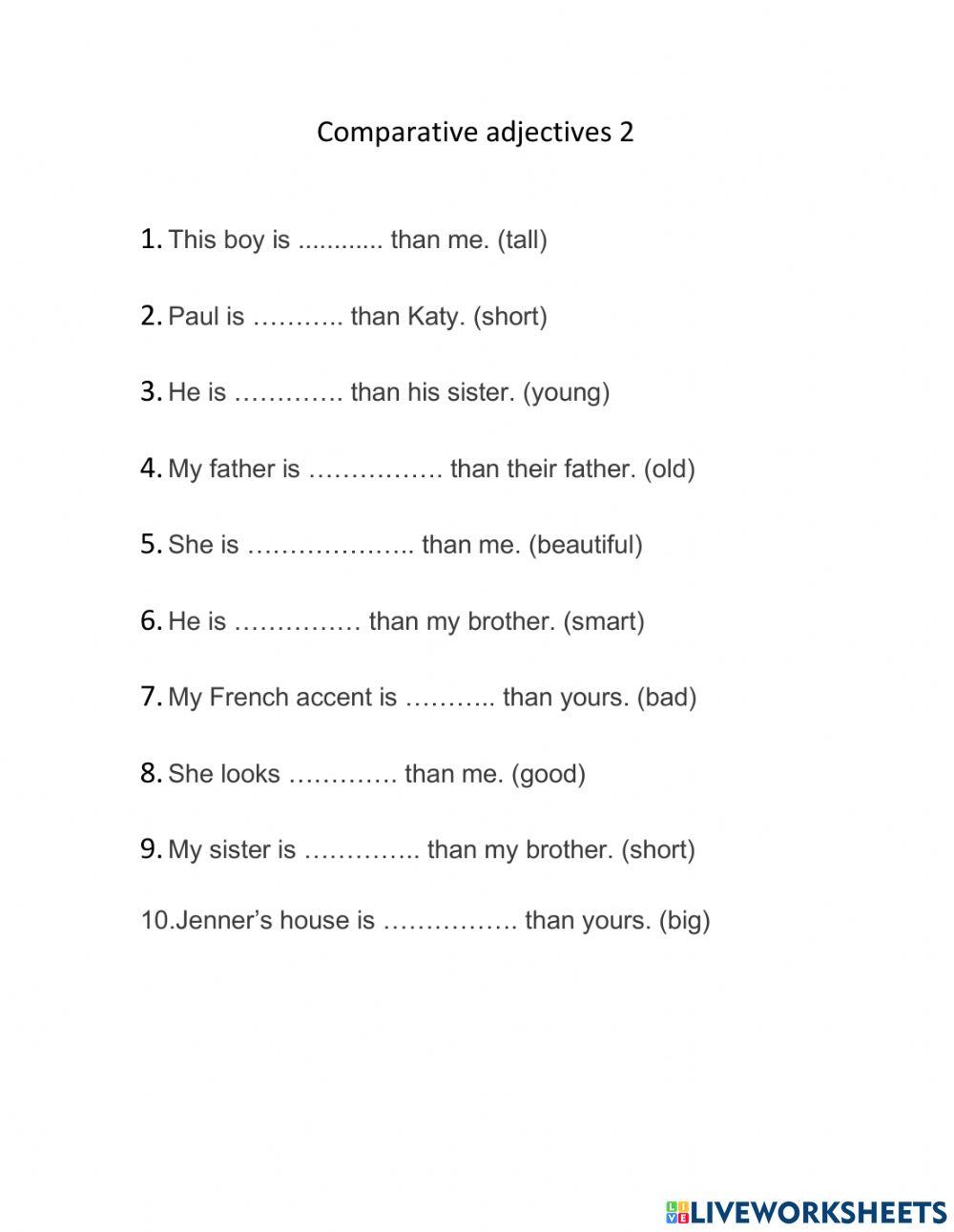 comparative adj 2 P6 online exercise for | Live Worksheets