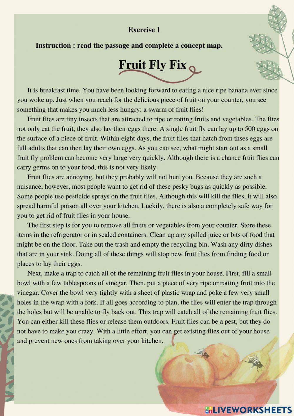 Fruit fly fix online worksheet | Live Worksheets