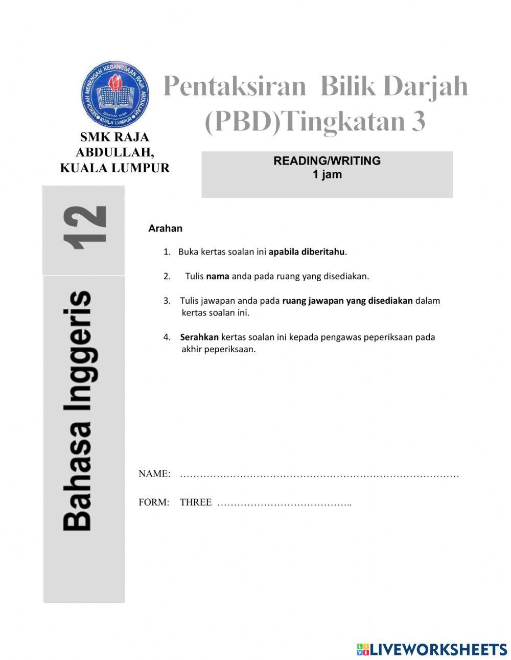 PBD Ting. 3 | Free Interactive Worksheets | 1342933