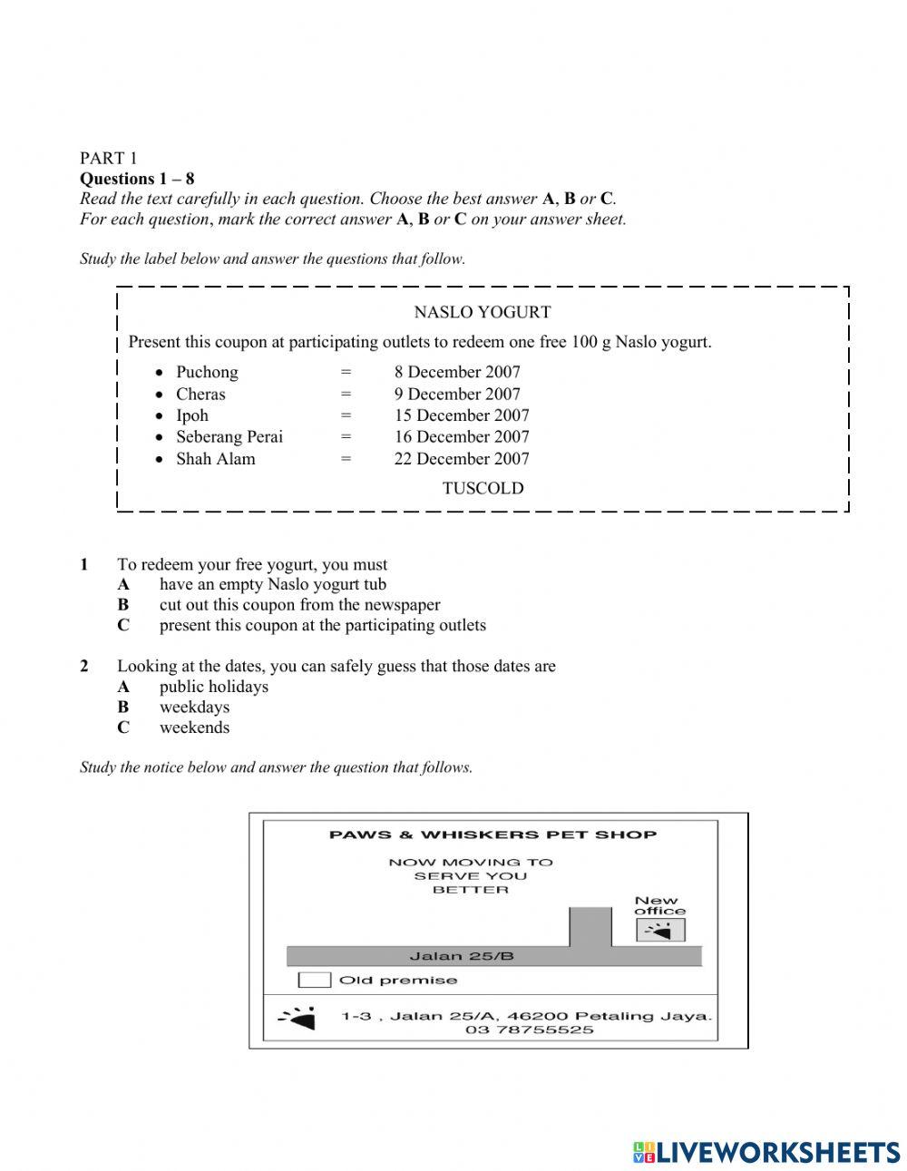 PBD Ting. 3 interactive worksheet | Live Worksheets