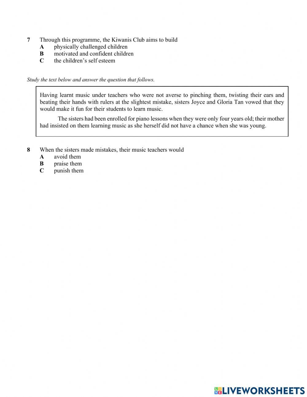 PBD Ting. 3 interactive worksheet | Live Worksheets