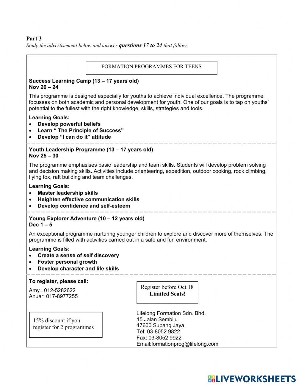PBD Ting. 3 interactive worksheet | Live Worksheets