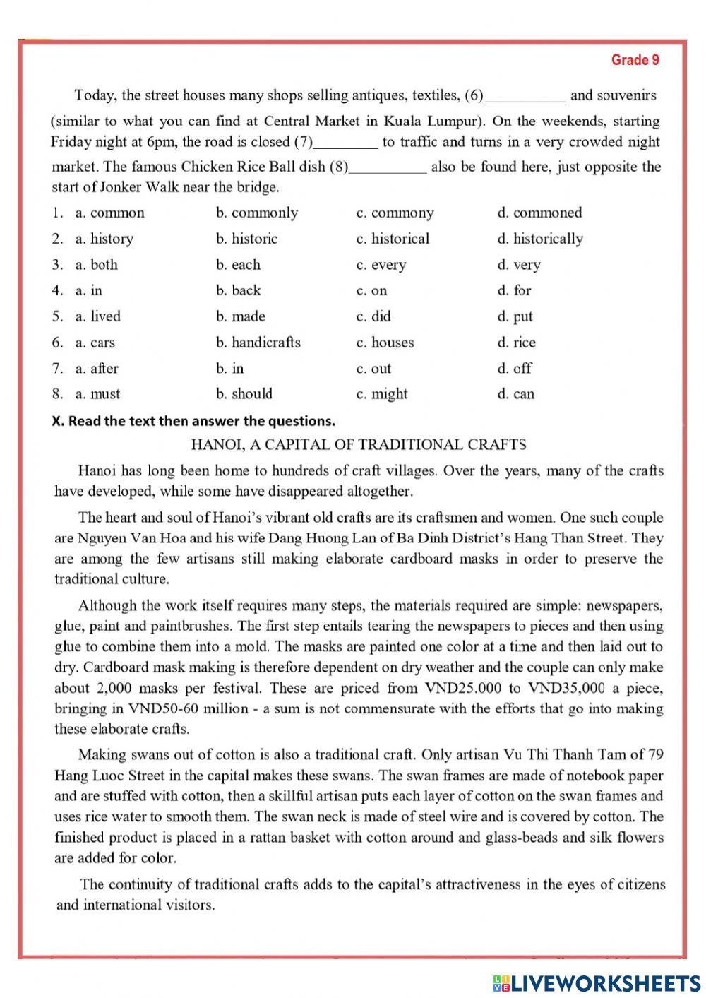 Grade 9 | Free Interactive Worksheets | 1344257