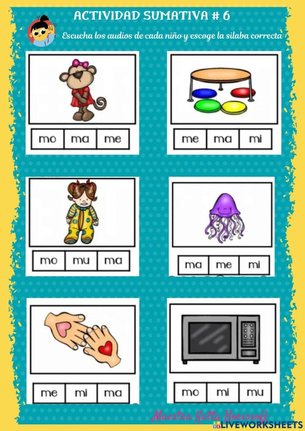 Silabas con la letra M exercise | Live Worksheets