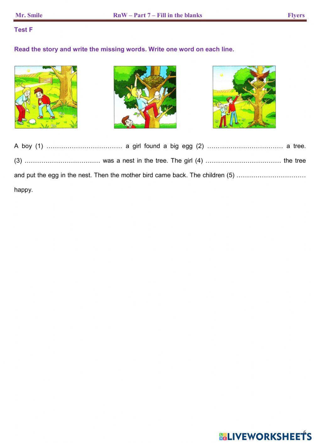 3823200 | Flyers - Reading n Writing - Part 7 - Fill in