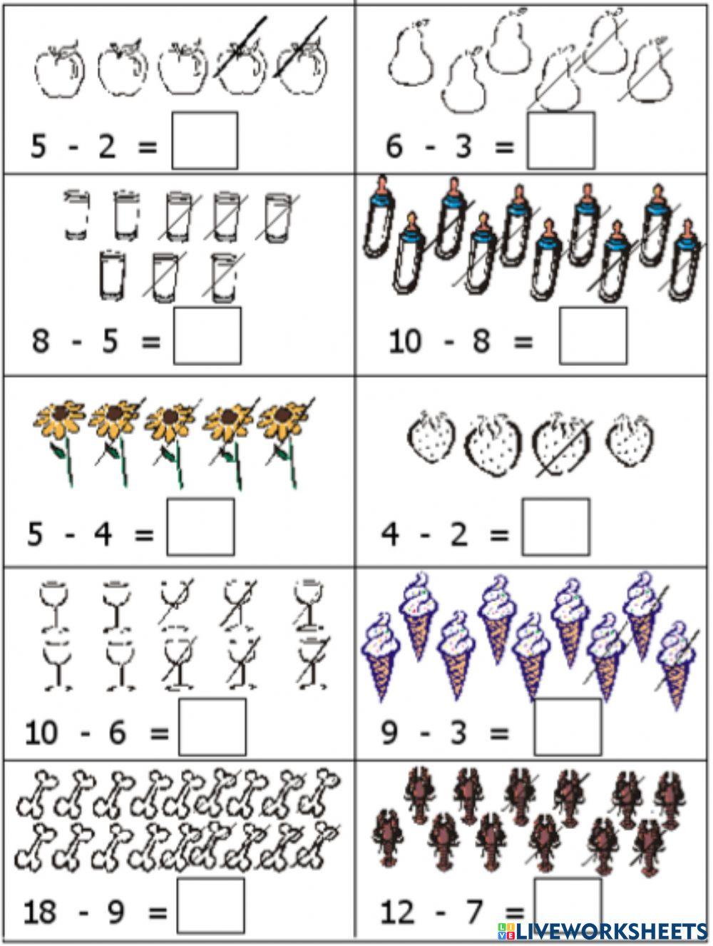 Actividad 1 Resta Grado 1 online exercise for | Live Worksheets