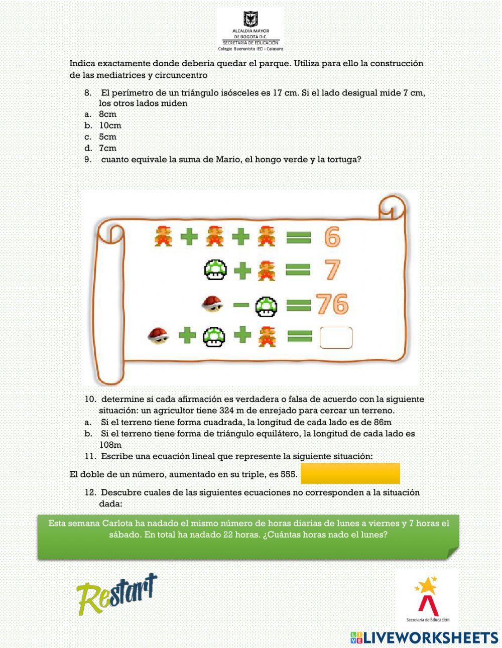 Bimestral matem… | Free Interactive Worksheets | 3824533
