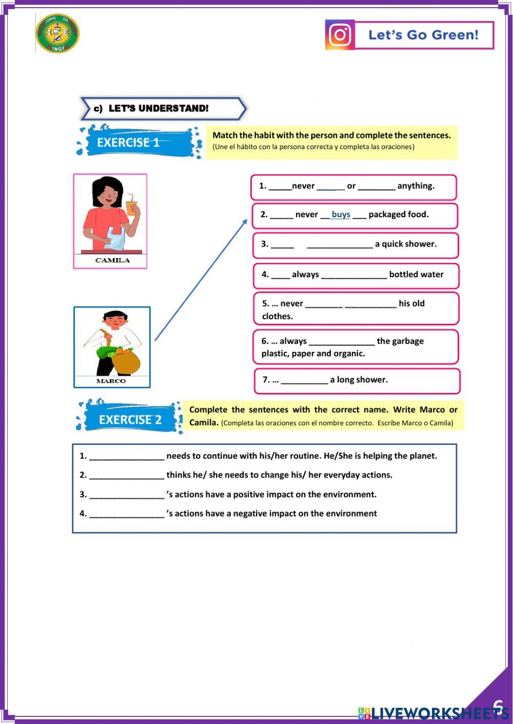 Let's go green online worksheet | Live Worksheets