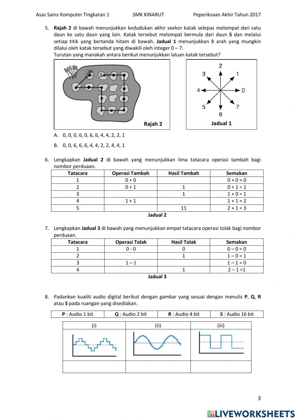 Ujian online exercise for Form1 | Live Worksheets