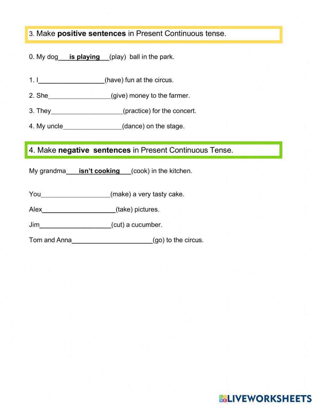 Present Continuous Worksheet online exercise for | Live Worksheets