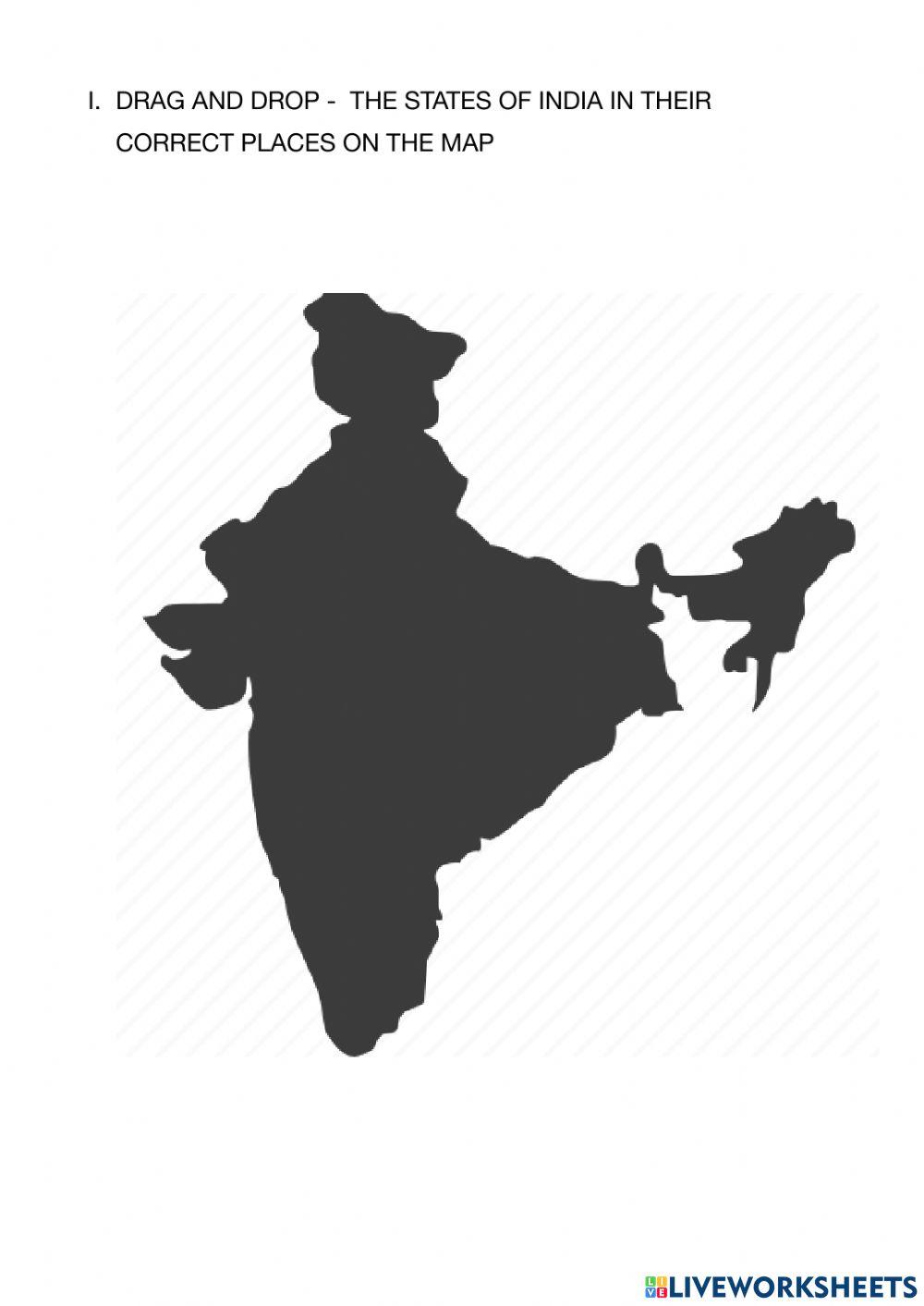 States of india online worksheet | Live Worksheets