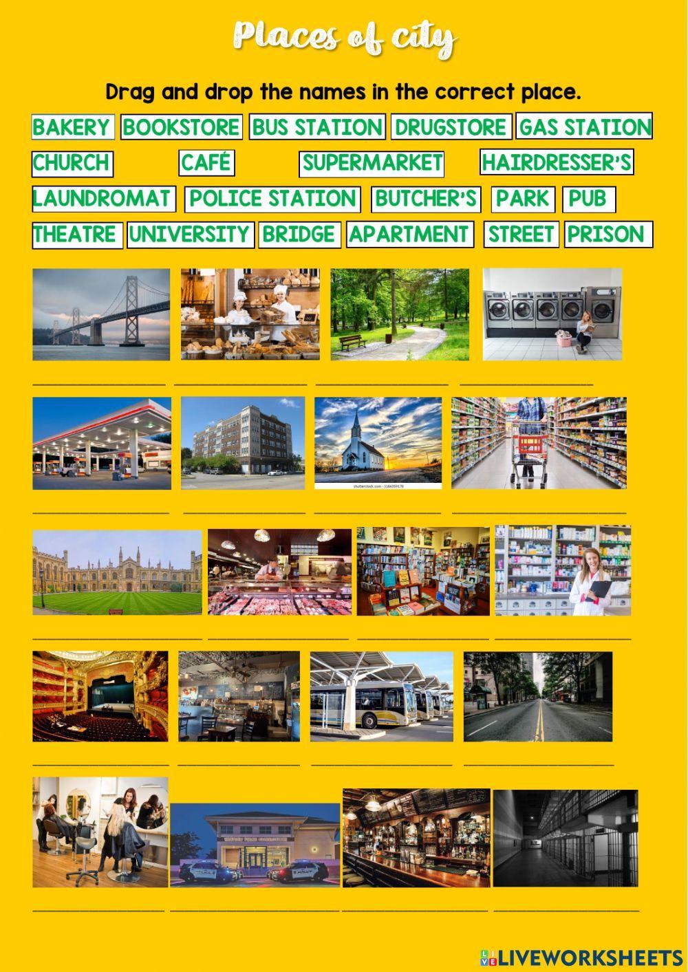 Places of city worksheet | Live Worksheets