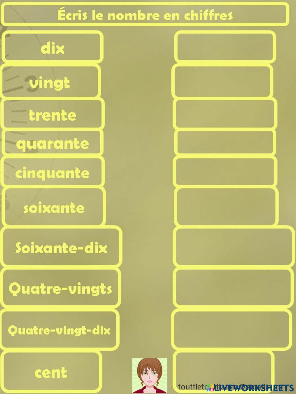Nombres worksheet for a1 | Live Worksheets