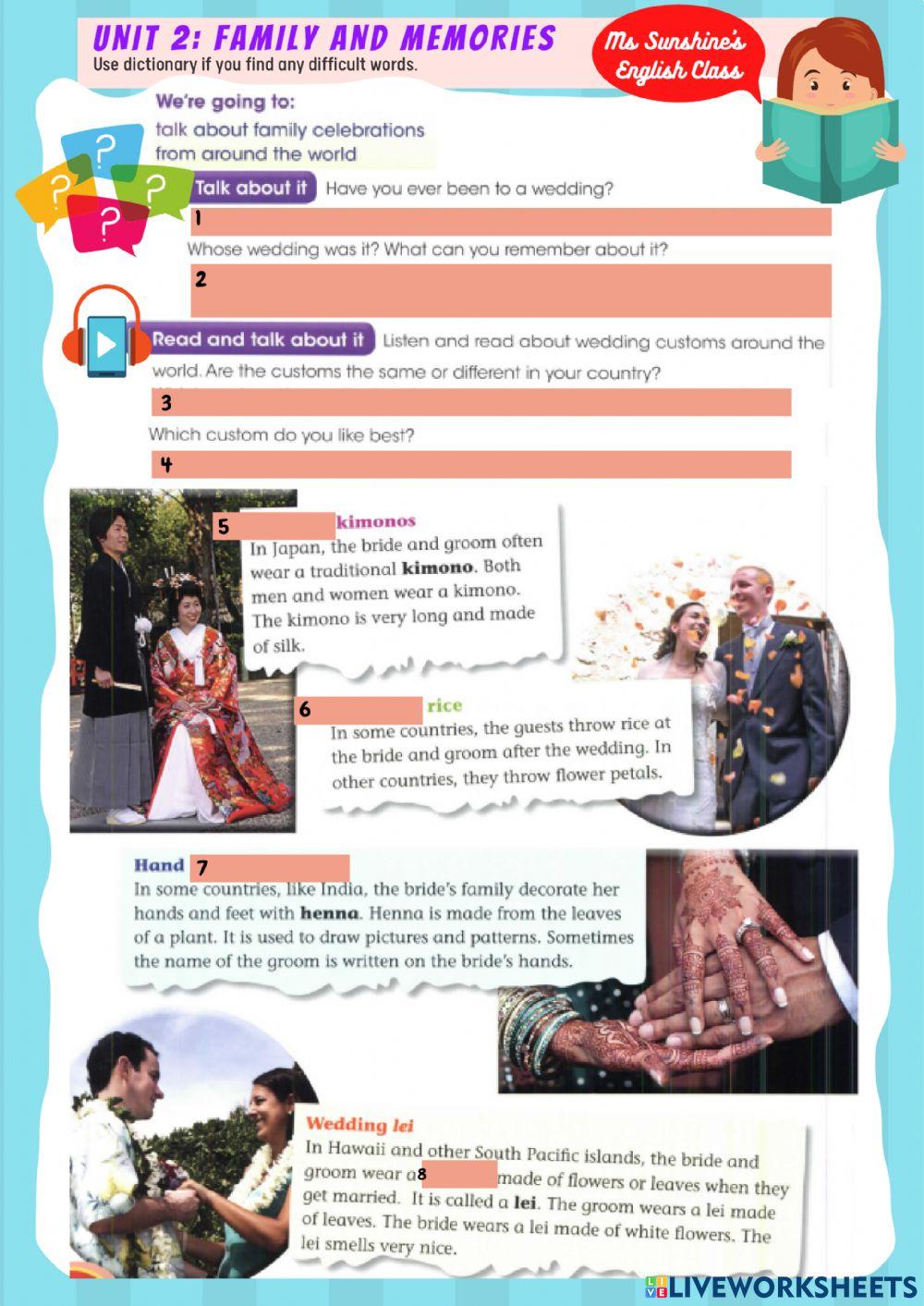 Families Celebration worksheet | Live Worksheets