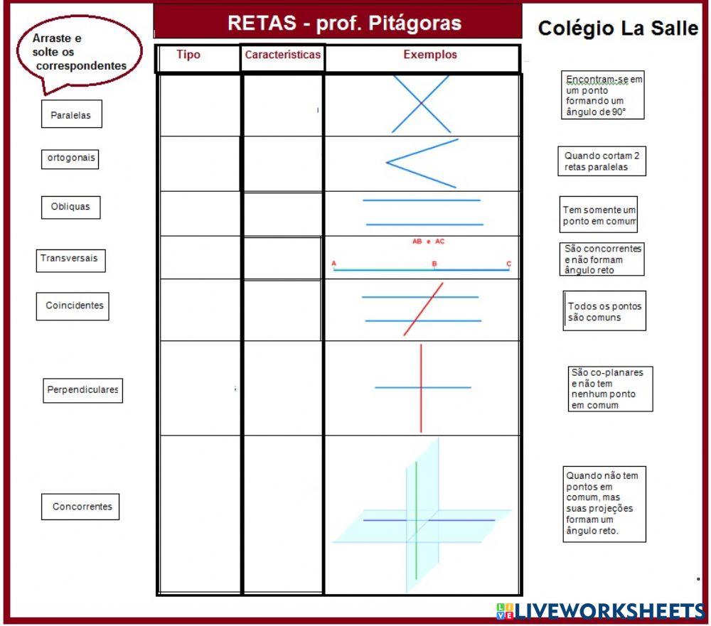 Tipos de Retas interactive worksheet | Live Worksheets