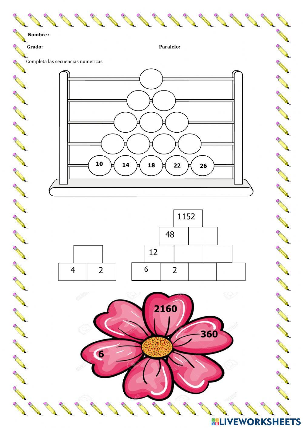 Secuencias activity for sexto de primaria | Live Worksheets