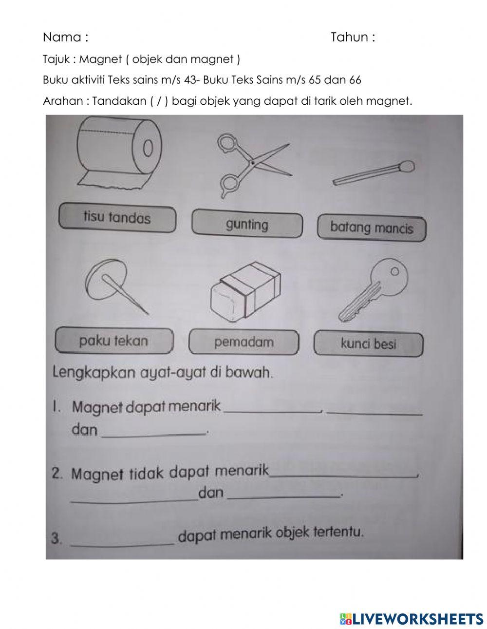 Sains Tahun 1 Activity For 2 Live Worksheets 